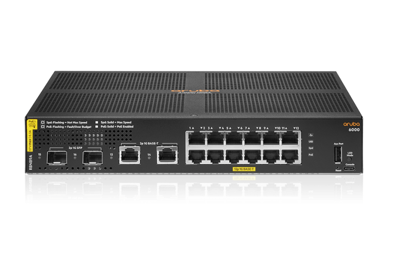 Aruba 6000 12G Class4 PoE 2G/2SFP 139W Switch (R8N89A) - ايجى بروتكت